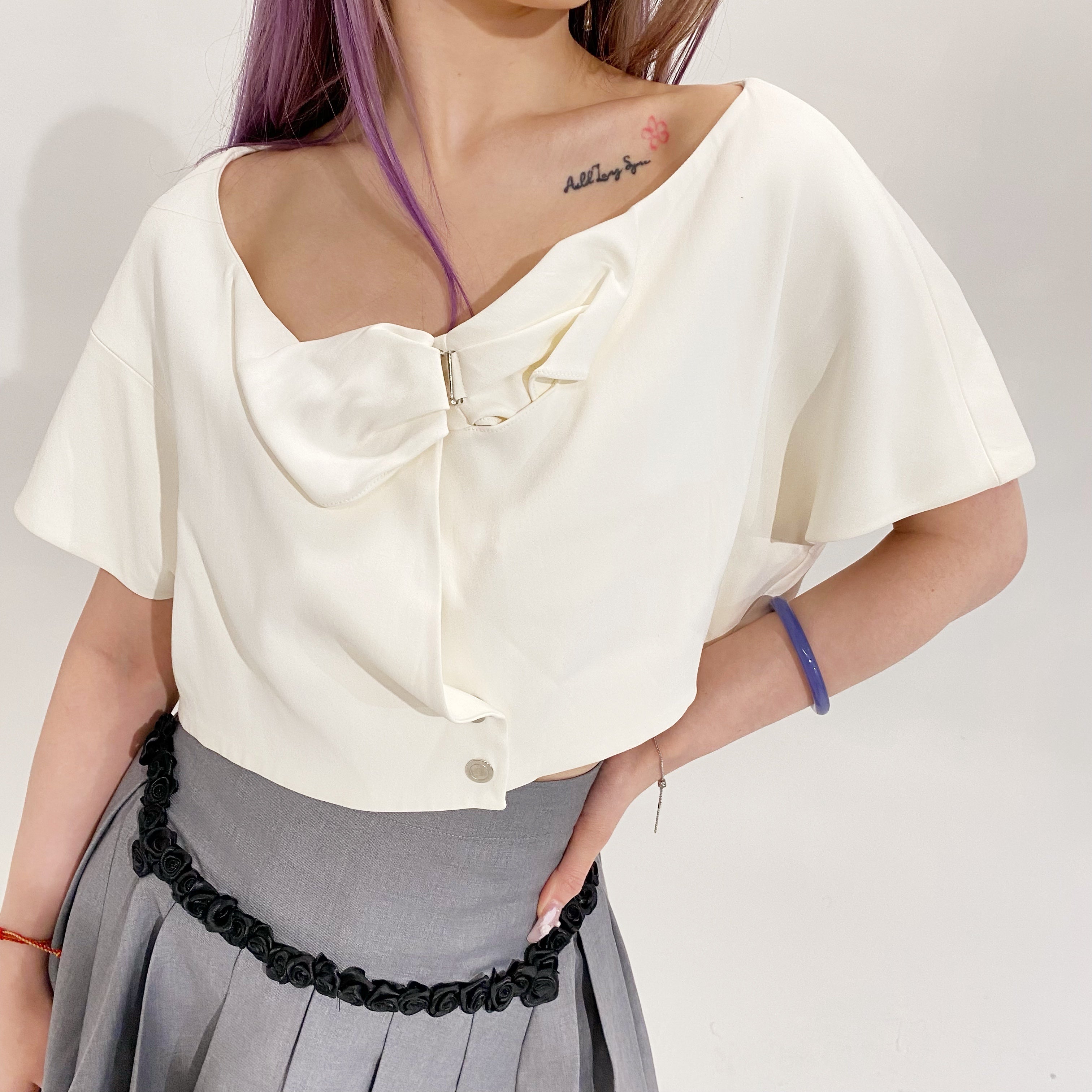 Chloe White Bow Shirt – Sheer Room